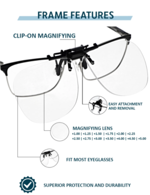 Large Clear Magnifying Clip-Ons - VS Eyewear